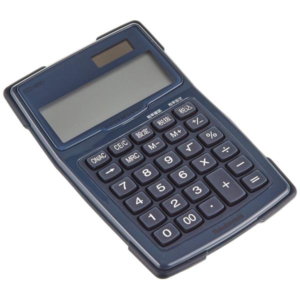【商品名】　ナカバヤシ 電卓 12桁 防水タイプS ブルー ECD-WR01BL 【商品説明】　・本体寸法:W102×D39×H154mm・本体重量:143g・材質 : 本体/ABS樹脂、キー/ラバー・機能:生活防水(IPX3)/12桁表示...