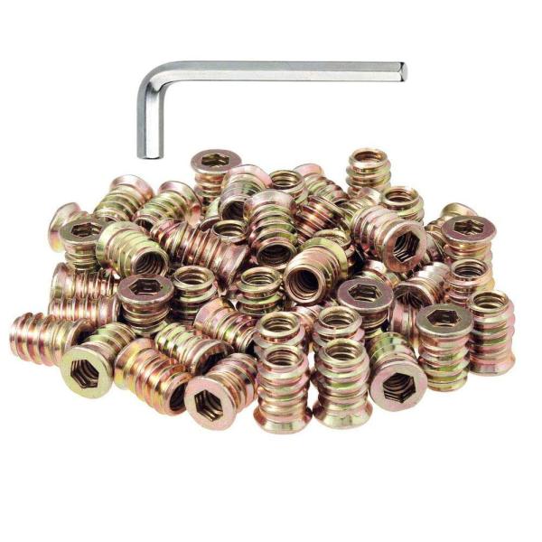 【商品名】　Sprite Science 50個 1/4-20 ねじ込みインサート 木製 Nutsert 家具用 ねじ込みナット 長さ15mm 六角ドラ 【商品説明】　・1/4-20スレッドインサートは、軟材、硬材、合板、MDF、コンポジシ...