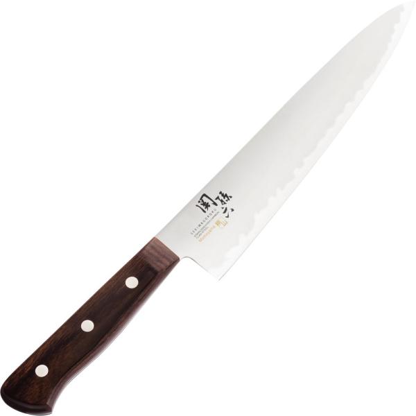 【商品名】　関孫六 桃山 牛刀 210mm AE-5149 【商品説明】　・サイズ:約41×335×18ｍｍ 刃渡り:約210ｍｍ 重量:約177g・ハガネ三層鋼:刃材に切れ味が良く研ぎやすいハガネを採用した三層鋼。 ハガネの特性とステンレ...