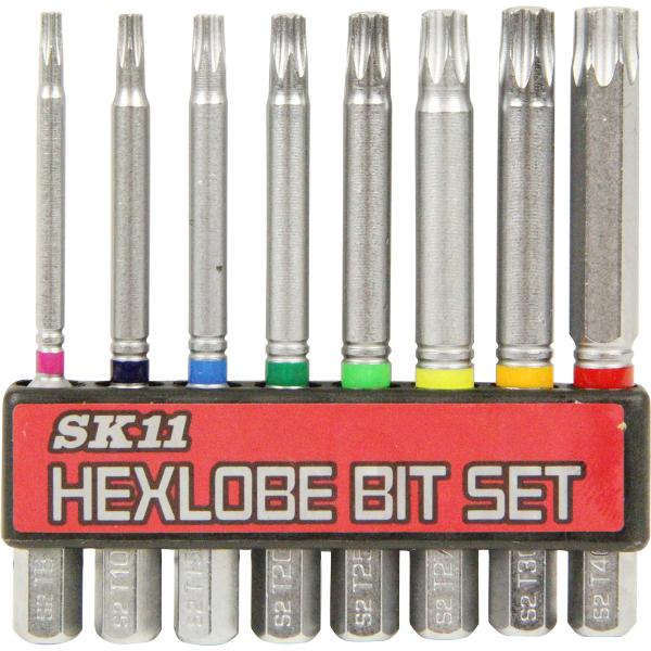 【商品名】　SK11(エスケー11) トルクスネジ用ビット 8点セット 65mm BS-22N 六角軸 6.35mm 【商品説明】　・サイズ:T8・T10・T15・T20・T25・T27・T30・T40・全長:65mm・材質:特殊鋼・特徴:...