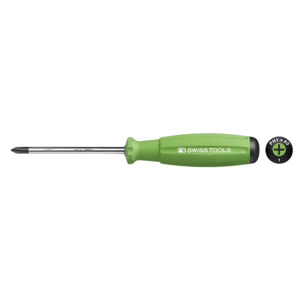 【商品名】　PB SWISS TOOLS 8190-1-80YG レインボープラスドライバー 黄緑 【商品説明】　・●サイズ:#1・●レインボープラスドライバー・●全長(mm):175・●質量(g):44・●軸径(φmm):5・●軸長(mm...