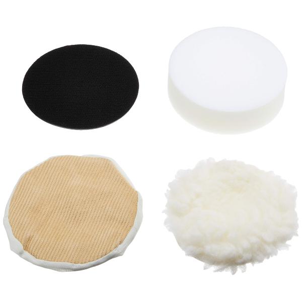 【商品名】　ヤナセ ポリッシャー用4点セット 125Φ PL4N-SET 【商品説明】　・セット内容:マジックパット・スポンジ・羊毛バフ・コールテンバフ・用途:研磨・ツヤ出し・汚れ落とし・拭き取り作業等 【サイズ】　高さ : 9.40 cm...