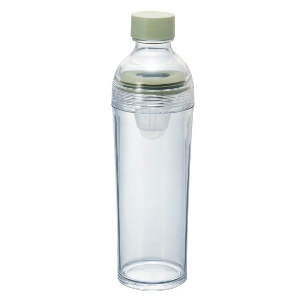 【商品名】　HARIO(ハリオ) フィルターインボトル ポータブル スモーキーグリーン 樹脂製 縦横 400ml 茶こし付き プレゼント ギフト 贈り物 【商品説明】　・サイズ:W7.4×D7.4×H24・フィルターがついているので、お好み...