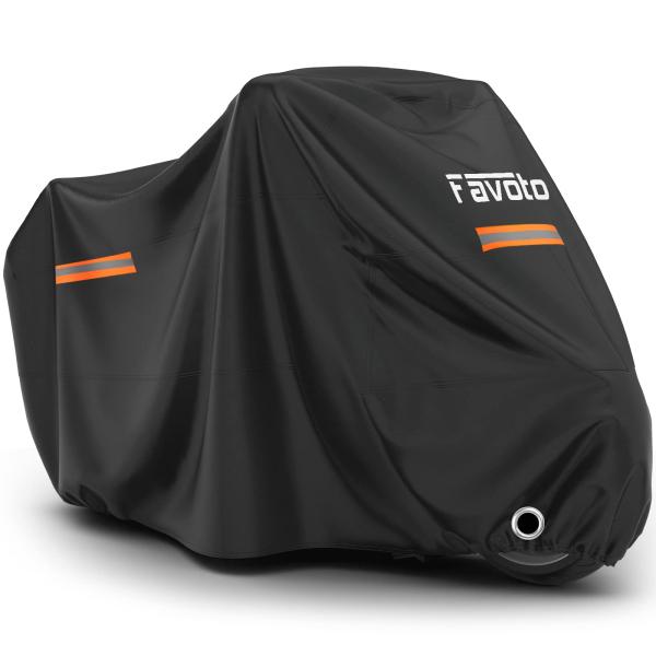 【商品名】　Favoto バイクカバー 防水 防風 防雪 防埃 UVカット 【商品説明】　・★【サイズ】商品寸法：全長265cm×全幅106cm×全高126cm。全長265cmまでのバイクに適用できます。【ご注意】ご注文前に必ずサイズを確認...