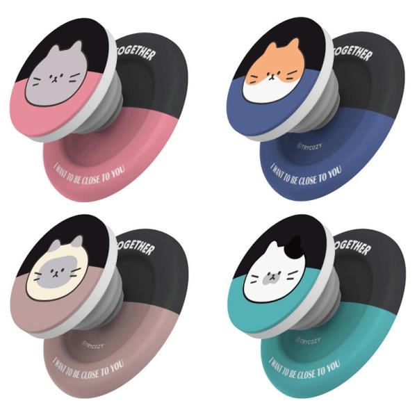 【商品名】猫トゥギャザー Magsafe 対応 スマホスタンド 強力磁石仕様 かわいい スマホグリップ グリップホルダー スマホリング シンプル スタンド ホルダー 落下防止 携帯スタンド スマホ グリップスタンド マグセーフ対応 CAT ...