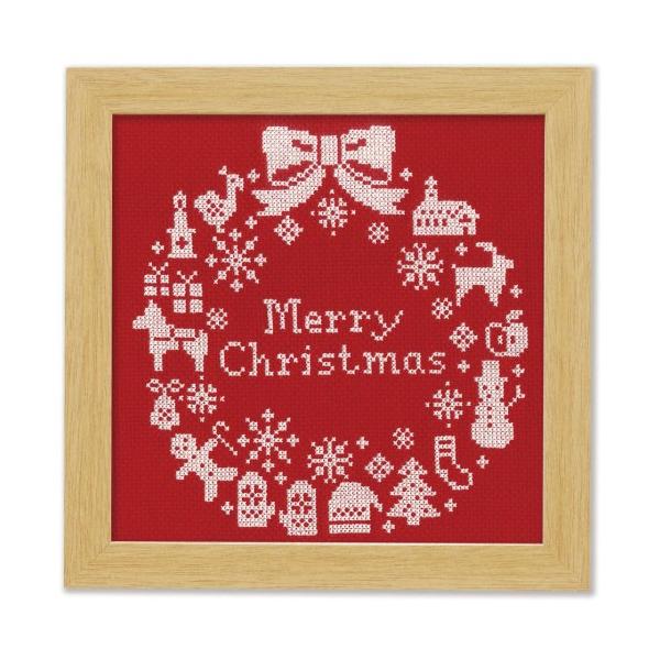 キット クロスステッチ クリスマス リース レッド