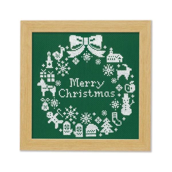 キット クロスステッチ クリスマス リース グリーン