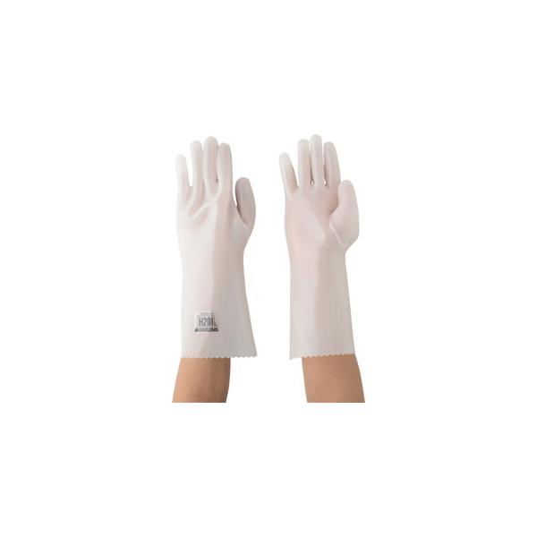 特定の溶剤（DMF、NMP、他）に対して耐性があります。使用中に樹脂が溶けたり使用後に硬化したりしません。手に張り付きにくい裏地付です。裏側は手洗い可能です。