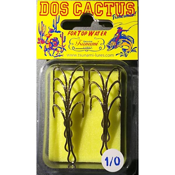 津波ルアーズドス・カクタス (Dos Cactus)オリジナルWフック　7本入りSize : #1/0Color : Nickel7本入り津波ルアーズがトップウォータープラグに似合うフックを考えた結論がオリジナル・フック「Dos Cactu...