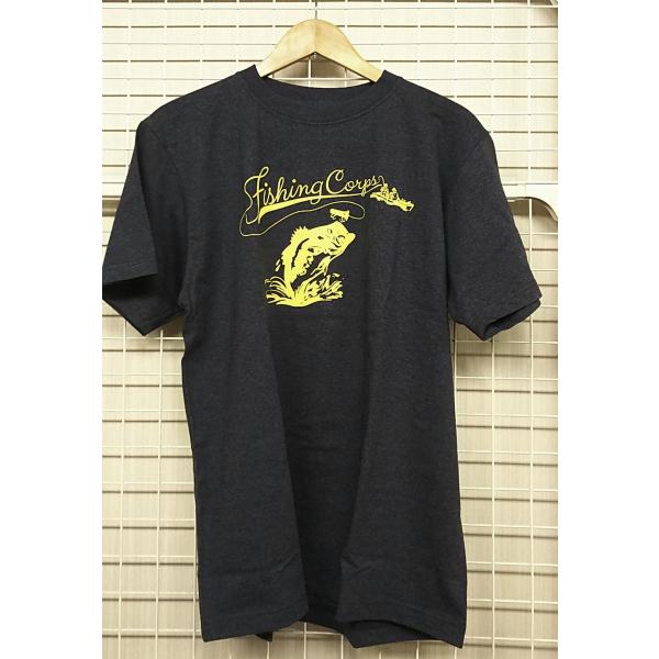 津波ルアーズFishing Corps TeeColor：Dark Heather Navy (Print:Yellow)Size：L5.6 ozHeavy Weight TeeCotton 90 %Polyester 10 %二人連れのロ...