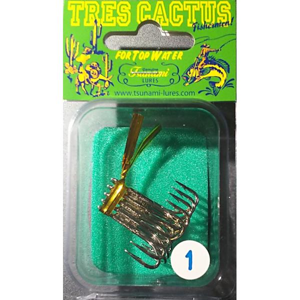 津波ルアーズトレス・カクタス (Tres Cactus)オリジナルトレブルフック　5本入りSize : #1Color : Nickel5本入りWフック「Dos Cactus」よりもさらにヘビーデューティーな仕様。御存知のようにWフックの#...