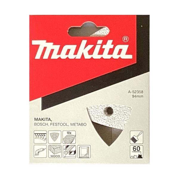 目詰まり防止加工タイプ 塗装はがしに防じんミニサンダ、マルチツールで使えるマジックサンディングペーパー木工用 砥粒WA 吸じん穴付粗仕上 粒度60 三角マジックファスナ式寸法 96×96mm入数 10枚入適用モデル TM3010CT/30D...