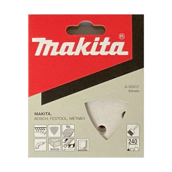 目詰まり防止加工タイプ 塗装はがしに防じんミニサンダ、マルチツールで使えるマジックサンディングペーパー木工用 砥粒WA 吸じん穴付仕上 粒度240 三角マジックファスナ式寸法 96×96mm入数 10枚入適用モデル TM3010CT/30D...