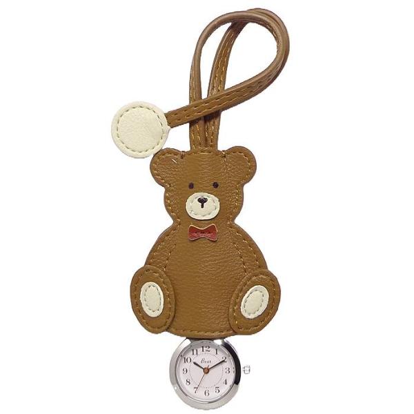 ポスト投函発送 携帯時計 熊 クマ くま ハングウォッチ E04923A-6-BR ブラウン レディース 懐中時計 kuma かわいい バッグチャーム レディース ストラップ かわいい 贈り物 ギフト プレゼント お祝い 記念品バッグのチャ...