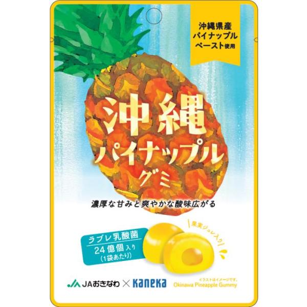 ポスト投函発送 グミ 乳酸菌入り 沖縄 パイナップル グミ カネカ食品 ジュワリーパイン 沖縄産 パイナップル果汁 美味しい ジューシー 甘さ こく 果汁ジュレ ラブレ乳酸菌 JAおきなわ カネカ食品 共同開発 二重構造グミ☆濃厚な甘味と爽...