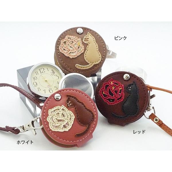 ポスト投函発送 バラねこ ルーペウォッチ ホワイト・ピンク・レッドキーホルダー時計 拡大鏡 ハングウォッチ フィールドワーク かわいい ルーペ付時計 懐中時計 バッグチャーム 時計 ストラップ ルーペ 収納式 携帯 ローズ ばら 薔薇 花 ...