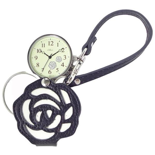 ポスト投函発送 ハングウォッチ 携帯 バッグチャーム ルーペ ウォッチ バラ LW062 薔薇 ばら ローズ 時計 ストラップ バックチャーム おしゃれ かわいい レディース ストラップ 拡大鏡 ルーペ付時計 懐中時計 スライド 収納式懐中...