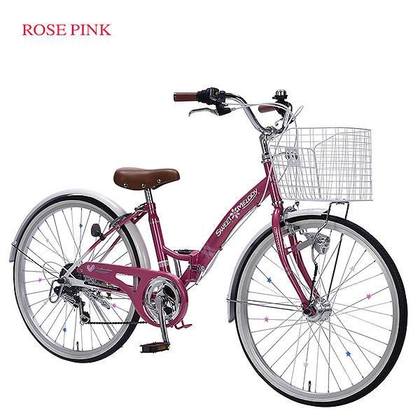 【発売日：2020年06月10日】折りたたみ ジュニア 子供用 女の子 24インチ 自転車 M-804F【代引不可】【ギフト用ラッピング不可】【沖縄・離島配送不可】【２〜４日以内に発送予定（土日祝日は除く）】☆誕生日、記念日、バレンタインデ...