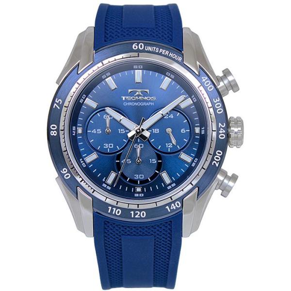 送料無料 腕時計 メンズ ウォッチ テクノス TECHNOS T6C42NN クロノグラフ 24時間計 シリコン ラバーベルト 送料無料 クォーツ ブルー 文字盤 ブルーベルト 時計 クロノ モデル☆誕生日、記念日、父の日、バレンタインデー...