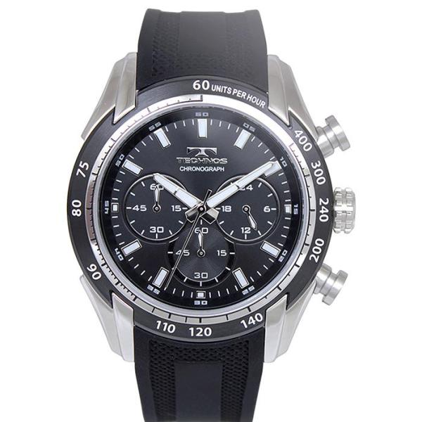 送料無料 腕時計 メンズ ウォッチ テクノス TECHNOS T6C42SB クロノグラフ 24時間計 シリコン ラバーベルト 送料無料 クォーツ ブラック 文字盤 ブラックベルト 時計 クロノ モデル☆誕生日、記念日、父の日、バレンタイン...