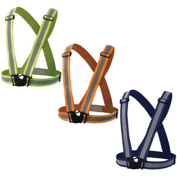 ＜伸縮テープベスト＞カラー：オレンジ・イエロー・ネイビー警備・安全作業・工事 現場・夜間のジョギング・自転車・オートバイ・防犯パトロール　などに伸縮ゴム素材でフィット感があり、調節も可能なテープベストです。ワンタッチバックで取り外しも簡単。...