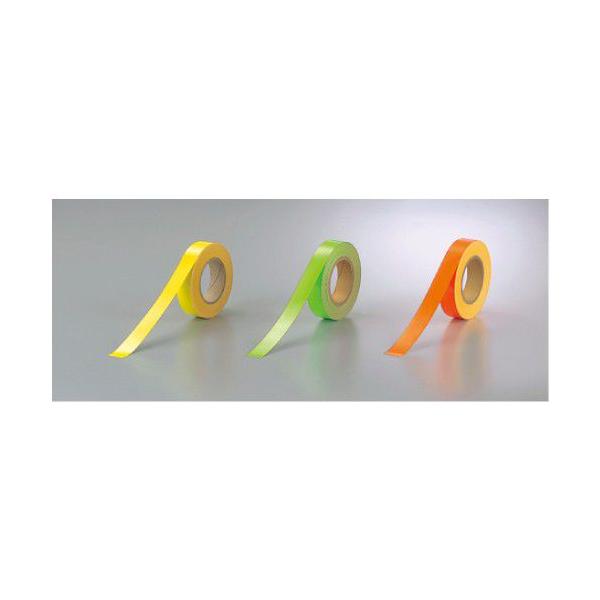 蛍光テープ■サイズ：30mm幅×20ｍ巻(0.2mm厚)■材質　：蛍光フィルム■カラー：黄863-16 /緑863-17 /オレンジ863-18非常扉、消火栓、非常口前などのスペース確保に最適な蛍光テープです。