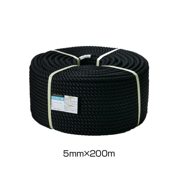 クレモナロープ　黒■サイズ　：5mm×200ｍ巻■材質　　：ポリエステル40％ 混合ビニロン60％■メーカー：名古屋製鋼■返品　　：不可＜特徴＞株式会社クラレ製のビニロン100%原着糸を使用。黒色のため、舞台関係にも使用されております。ロン...