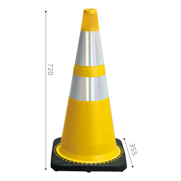 ■仕様■色：黄色・３Mプリズム高輝度反射シート付き外形サイズ：高さ720mmベースサイズ：高さ45×幅355×奥行355mm重量：約3.5kg材質：PVC製型番：RG70032（RS70032後継品）国交省推奨 NETIS登録商品（KT-2...