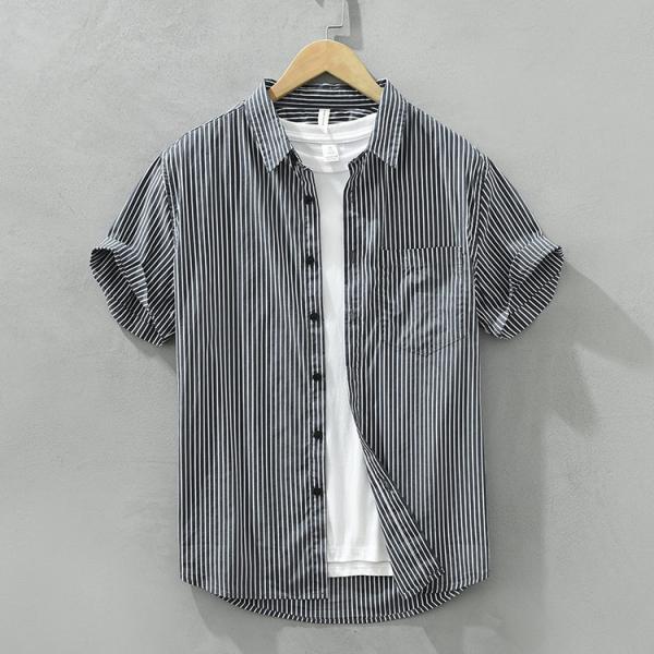 メンズ シャツ ストライプシャツ カジュアルシャツ トップス 半袖 100%コットン 夏服 ファッション[素材]100%綿[原産国] 中国※イメージ画像にて着用していますtシャツや飾りなどは含みません。※画像の商品はサンプルです。実際の商品...