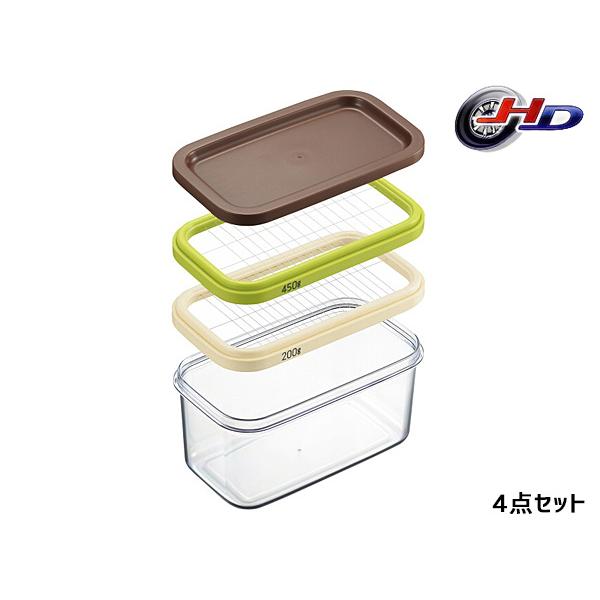 保存ができるバターカッター45■450Gの大容量と200Gの家庭用に対応したバターカッター。常温に戻したバターを置いて、ギュッと押すだけで切れてるバターの出来上り。フタをしてそのまま冷蔵庫に保存できます。ホームベーカーリーやお菓子作り、トー...