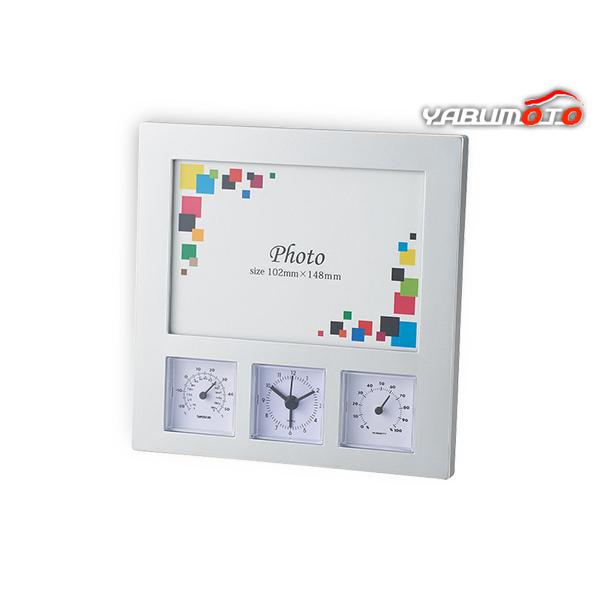 ワイドフォト クロック サーモ　大判の写真（サイズ：102×148mm）が入れられるマルチクロックです。■商品詳細●現品約18×4.3×18cm●ABS樹脂●時計、温度計、湿度計、フォトフレーム、アラーム　●単3電池×1（別売）●写真サイズ...