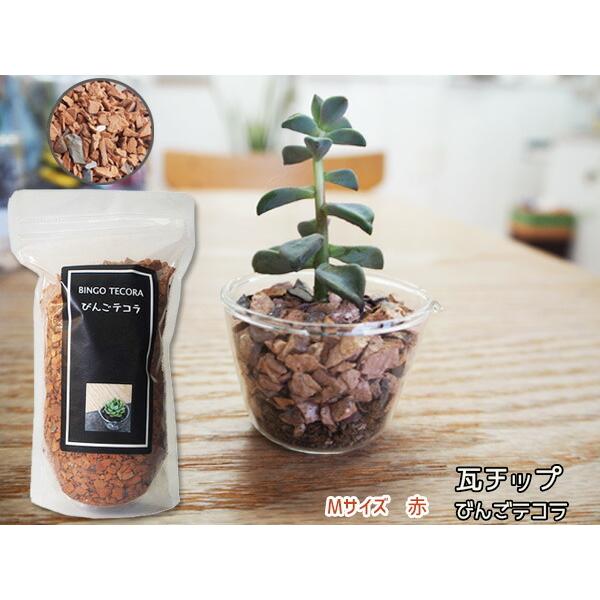 瓦チップ『びんごテコラ』は排出された瓦の廃材を専用破砕機で砕きます。特殊加工によりチップのカドを削った安全な瓦チップです。お庭のアレンジにガーデニング材料として、床下に調質材料として住宅や店舗など多様な利用が出来ます。1.吸水効果　：　水た...