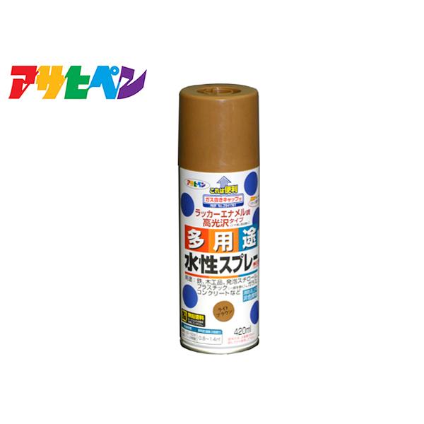 アサヒペン 水性多用途スプレー屋内外区分：屋内外用●タレにくく、きれいに仕上がります。●油性塗料や、発泡スチロールに塗っても下地を侵さず、いろいろな素材に使用できます。●乾燥前には水ぶきで落とせて、いったん乾くと日光や雨に強い。●消防法上の...