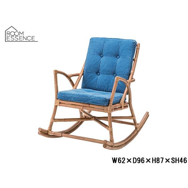 東谷　ロッキングチェア 　●日々の疲れを癒す、心地よい揺れと座り心地の良さが魅力のロッキングチェア。品番　TTF-906　商品名　ロッキングチェア　サイズ(cm)　W62×D96×H87×SH46　カラー　ブルー　材質　ラタン コットン ラ...