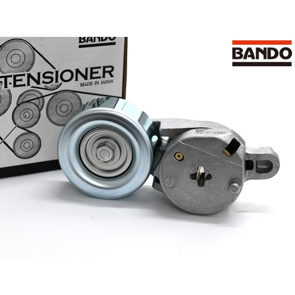 ■BANDO (バンドー化学株式会社) Vベルトオートテンショナー各エンジン補機駆動に合わせた必要最低張力を一定に与える事により補機駆動系(補機/ベルト)の信頼性向上とメンテナンスフリーを実現させるデバイスです。【適合車種】メーカー：トヨタ...