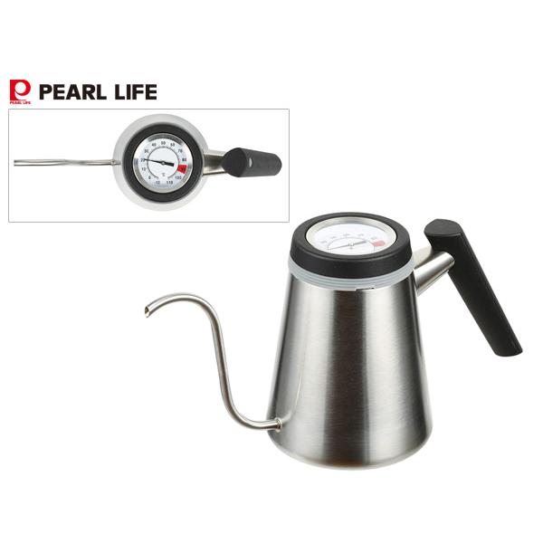 ロック適オン ステンレス製温度計付ドリップポット600mlHB-4729美味しい温度が一目でわかる温度計付 お湯を少量ずつ注げる＆温度が分かるこだわりのドリップポットおいしい温度が一目でわかる86〜94℃おいしいコーヒーは温度調節が決め手。...