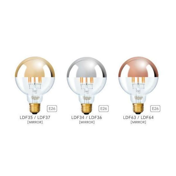 型番 LDF64D品名 95mmボール型LEDランプ 詳細  ●白熱電球W相当/40W相当  ●定格消費電力/5.5W  ●ガラス/ミラー（銅色） ●口金/E26  ●色温度/2600K  ●光束/500lm  ●外径/95mm ●全長/1...