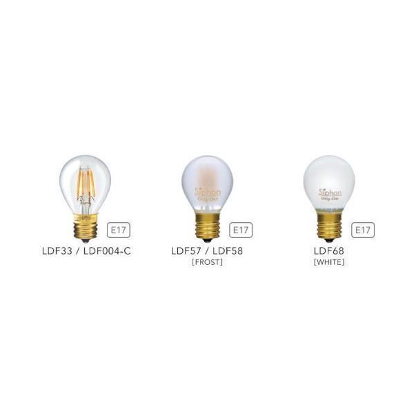 型番 LDF68D品名 35mmボール型LEDランプ 詳細  ●白熱電球W相当/25W相当  ●定格消費電力/3W  ●ガラス/ホワイト  ●口金/E17  ●色温度/2600K  ●光束/220lm  ●外径/35mm ●全長/60mm ...