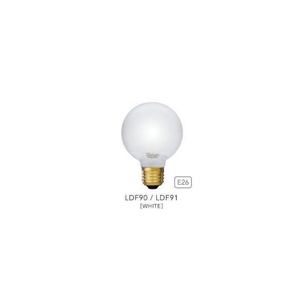 型番 LDF91D品名 70mmボール型LEDランプ 詳細  ●白熱電球W相当/40W相当  ●定格消費電力/6.5W  ●ガラス/ホワイト  ●口金/E26  ●色温度/2600K  ●光束/550lm  ●外径/70mm ●全長/100...