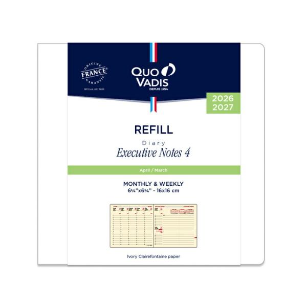クオバディス（QUO VADIS） 2026年版４月始まりダイアリー エグゼクティブノート４／レフィル qv602rech-pe