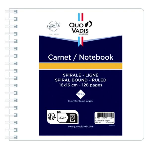 クオバディス（QUO VADIS）Notebook　リングノート 16 x 16cm 128ページ 横罫  qv23713192024年秋新商品