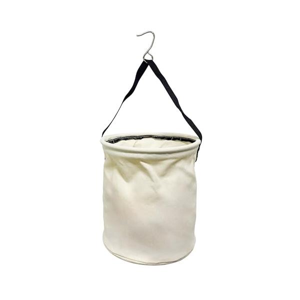 【商品概要】用途:工具や材料の収納や持ち運ぶ際にサイズ(約):Φ250×H250mm重量(約):290gヒモのサイズ(約):20×500mm材質:帆布仕様:底板入り仕様:金属フック付仕様:足付き(3箇所)注意:先の尖った物や鋭利な物を収納す...