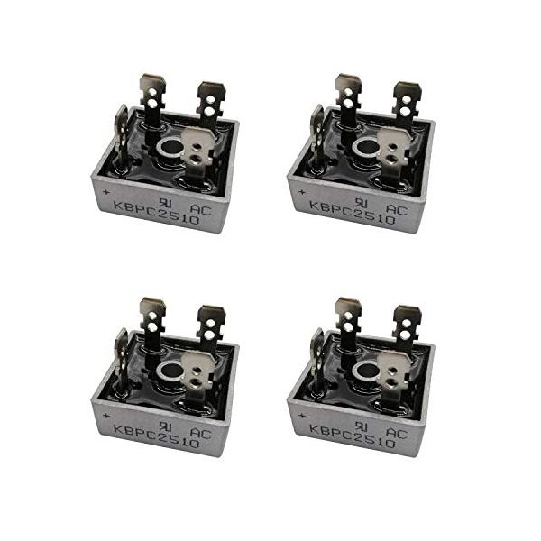 シリコンブリッジ整流器部品番号: KBPC 2510 / 順方向電流 : 25 A / 最大反復ピーク逆電圧 : 1000 V鉛フリー/ RoHS準拠の電子部品/スルーホール高い順方向サージ電流能力/高温はんだ付け/金属ケースパッケージに含...