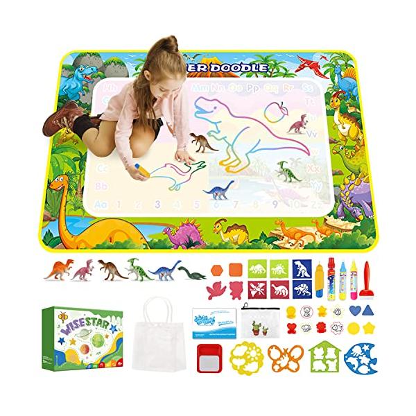 ?? 【豪華セット・恐竜テーマ】お絵かきシート*1、WISESTARボックス*1、透明袋*1、筆袋*1、マジックペン*4、恐竜のテンプレート*6、プラスチックのテンプレート*4、EVAのテンプレート*8、スタンプ*4、スポンジのブラシ*1、...