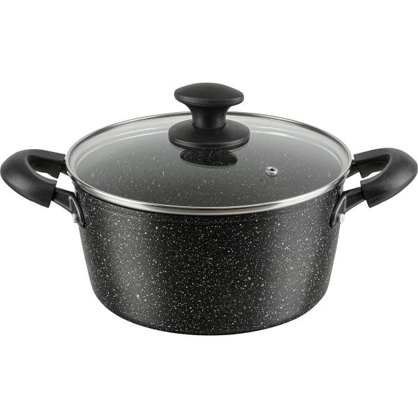 【商品概要】商品サイズ(蓋含む):約 幅34×奥行23.5×高さ18cm、重量:約1200g鍋の高さ:約11.1cm本体:アルミニウム合金、内面:ふっ素樹脂加工、外面:焼付塗装、はり底:ステンレス鋼、ガラス蓋:強化ガラス満水容量:約3.9L...