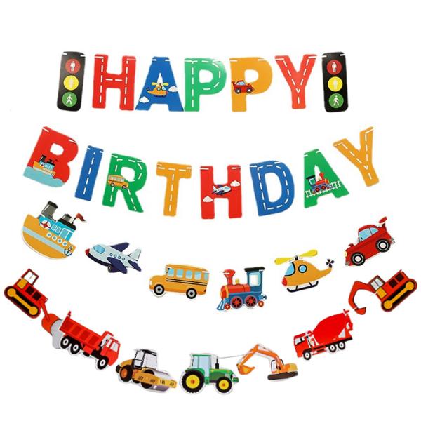 【商品概要】【商品仕様】Happy Birthdayガーランド×1、乗り物ガーランド×1、工事車両ガーランド×1のセットです。【簡単な操作】ガーランドは簡単に作成でき、飾るだけで一気に華やかな空間が演出できます。器用でない方でも手軽にアレン...