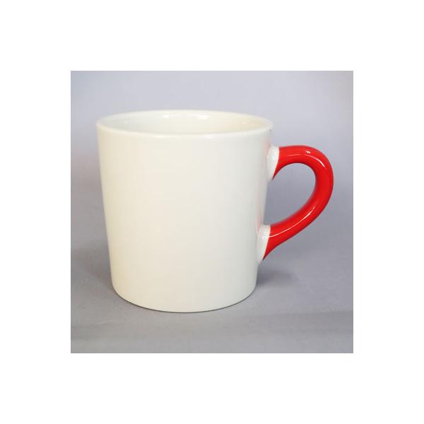 マグカップ　色　：白 / 持手赤サイズ：口径8.9cm×高さ9.1cm、持ち手込み幅12.4cm重　量：330ｇ容　量：満水時360cc（サイズ・重量・容量表示で多少の誤差はご了承下さい）素　材：陶磁器生産国：日本　美濃焼仕　様：電子レンジ...