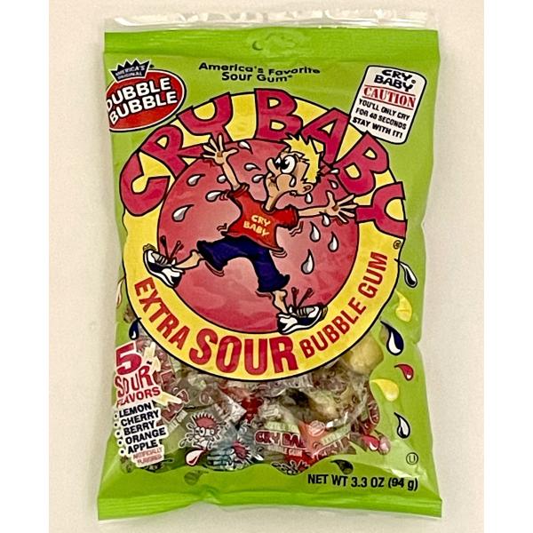 こちらは世界を魅了する豊富なフレーバーとカラフルな楽しさにあふれたアメリカで誕生したダブルバブル。そんなバブルガムの総本山が誕生させ長ーく愛され続けているこちらクライ べーべー エクストラサワーガムです。商品名通り泣いちゃうクライ酸っぱい?...
