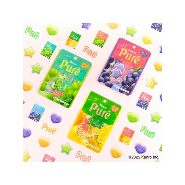 ピュレグミのパッケージやハート型のグミ粒のほか、出会えたらラッキーと噂の「星ピュレ」など、半透明シールが計5種類入っています。スマートフォンや手帳などの身の回りのものをおしゃれにデコレーションして、ときめくアイテムに！・全3種：レモン／グレ...