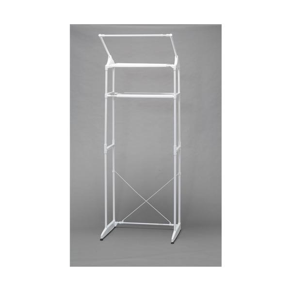 アイリスオーヤマ(IRIS)　ランドリーラック　ハンガーバー付　洗濯機上収納　HLR-181P　ホワイト　幅66.5〜95×奥行54.5×高さ182cm 446